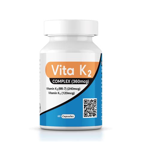 Vita K2 Complex 360mcg Vitamin K2 Mk7 240mcg Vitamin K1 120mcg