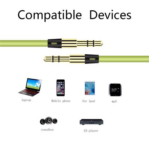 SDTEK Green Premium 1 Metre 3 5mm Jack To Jack Stereo Audio Aux Auxiliary Cable