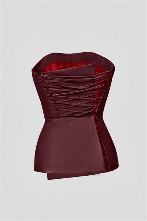 Bordeaux Lace Up Corset Sku 73613 In The Online Store Of Womens