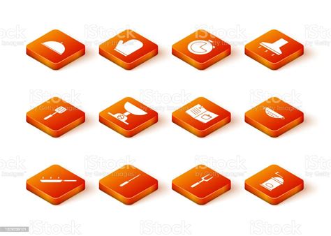 프라이팬 칼 깎는 자 스파툴라 전자 비늘 바베큐 포크 쿡북 수동 커피 분쇄기 및 주방 소쿠리 아이콘을 설정합니다 벡터 3차원 형태에 대한 스톡 벡터 아트 및 기타 이미지