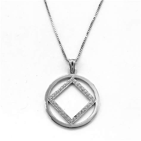 Narcotics Anonymous Na Pendant Diamonds 14k White Gold Na Recovery