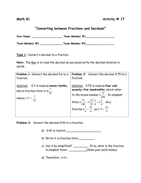 Simplest Form Fraction Activities