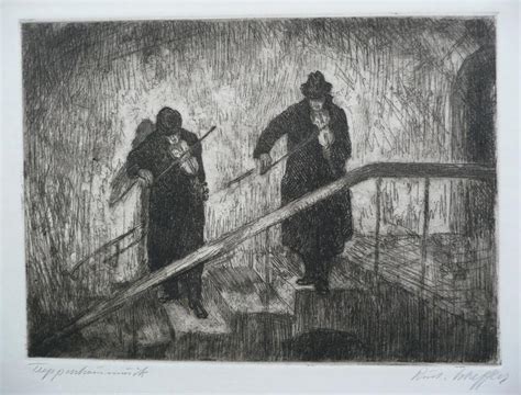 Treppenhausmusik Radierung Signiert Und Betitelt Um 1900 Von