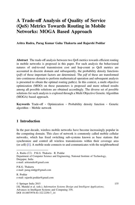 Pdf A Trade Off Analysis Of Quality Of Service Qos Metrics Towards