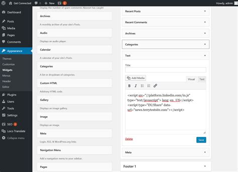 how to add the official linkedin share button in wordpress hostpapa