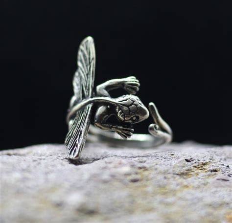 Lizard Dragonfly Cute Fantasy Creature Ring Artifactoria
