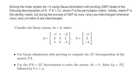 solved solving the linear system ax b using gauss