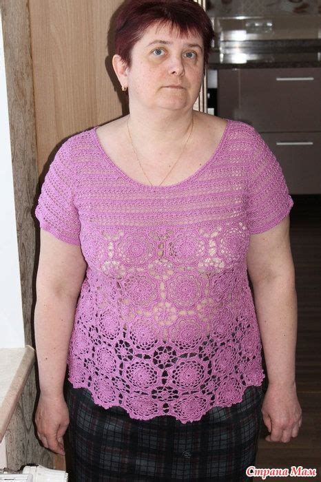 Кофточка крючком мотивами по японской схеме Пряжа Женщина Вязание