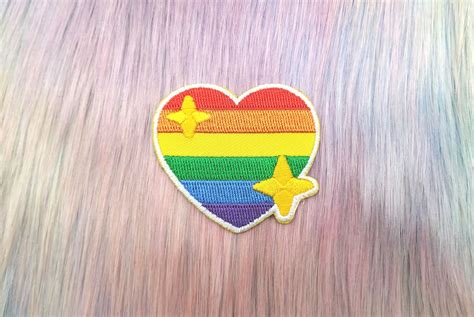 Lgbt Gay Pride Heart Emoji Iron On Embroidered Patch Irisidium