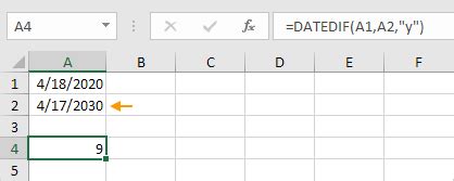 Datedif Function In Excel Step By Step Tutorial