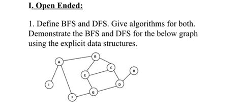Solved I Open Ended 1 Define BFS And DFS Give Algorithms Chegg