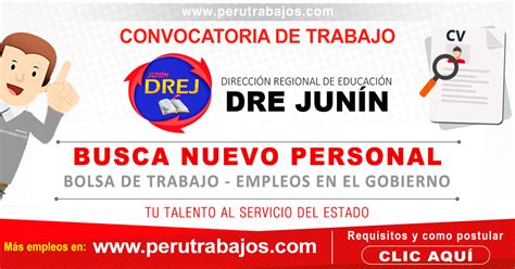 Necesitas empleo DIRECCIÓN DE EDUCACIÓN DRE JUNÍN requiere nuevo