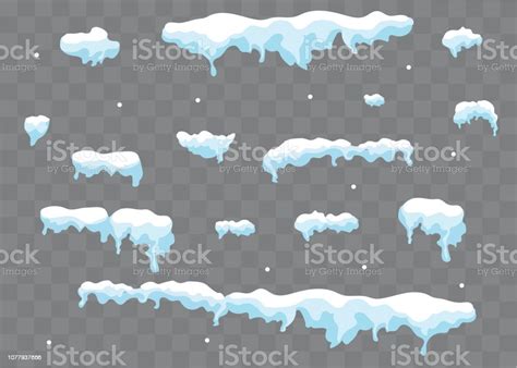 눈 모자 눈덩이 Snowdrifts 설정합니다 눈 모자 벡터 컬렉션입니다 겨울 장식 요소입니다 겨울 배경 눈 요소입니다 만화