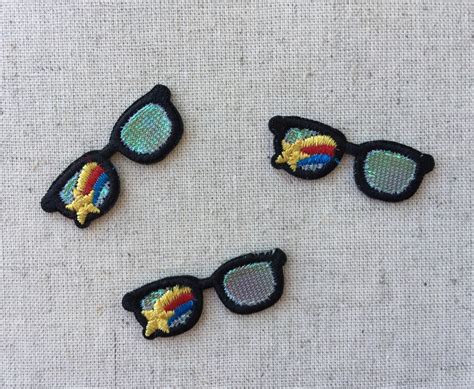 Set Of 3 Sunglasses Iron On Sew On Full Embroidered Patch Appliqués Badge Etsy
