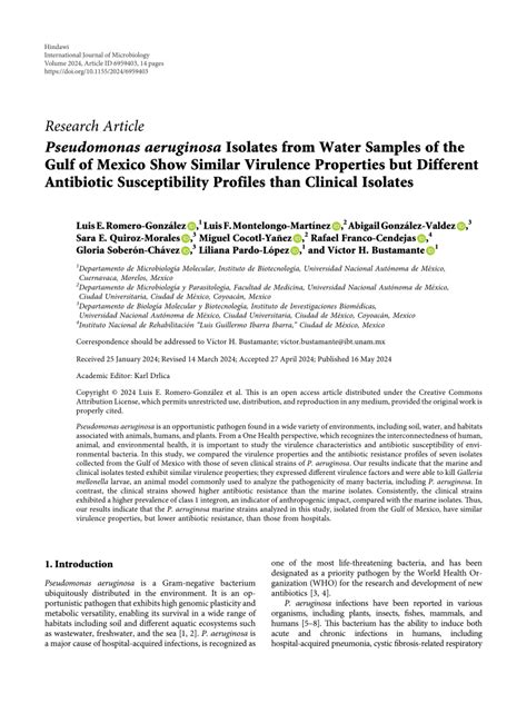 Pdf Pseudomonas Aeruginosa Isolates From Water Samples Of The Gulf Of Mexico Show Similar