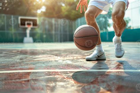 Ai Generated Basketball Player Dribbling The Ball On Basketball Court