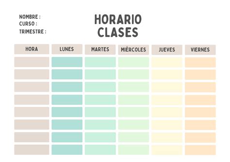 Plantilla Horario Clases Sin Decoraciones Innecesarias Y Feas A