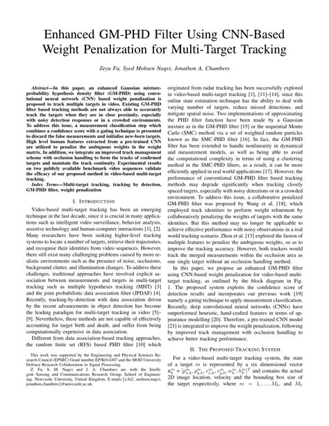 Pdf Enhanced Gm Phd Filter Using Cnn Based Weight Penalization For