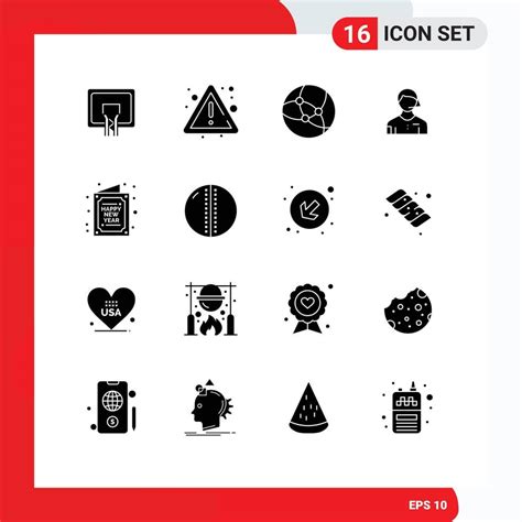 User Interface Pack Of 16 Basic Solid Glyphs Of Greetings Referee Internet Linesman Football