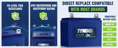 Tykool Lithium Lifepo4 Group U1 8ah 400cca Lawn Mower Battery