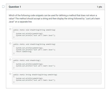 Solved D Question Pts Which Of The Following Code Chegg