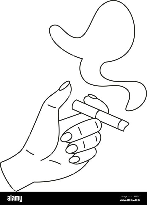 Woman Hand Holding Cigarette With Smoke Concept Of Smoking Bad Habit