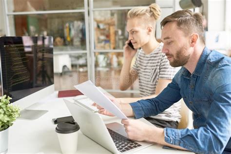 Talented Coder Working With Computer Language Stock Image Image Of