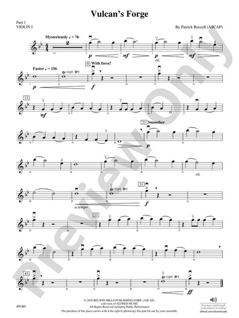 vulcan s forge part 1 violin i part 1 violin i part digital sheet music download