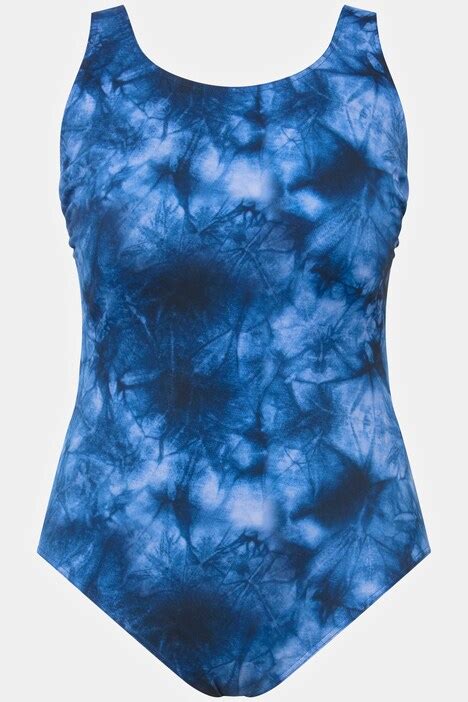 Tie Dye Print One Piece Swimsuit Blue Violet Ulla Popken