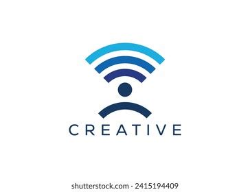 Wi Fi Man Logo Design Vector Template Stock Vector Royalty Free Shutterstock