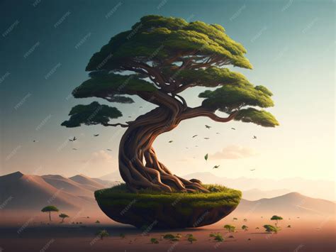 Un árbol En Una Roca Con El Título El árbol En él Foto Premium