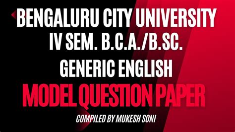 Bcu Model Qp 4th Sem Bcabsc Generic English Youtube
