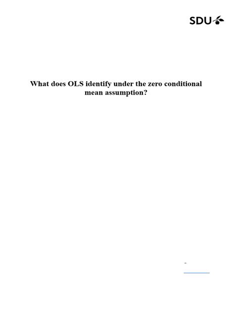What Does Ols Identify Under The Zero Conditional Mean Assumption Pdf