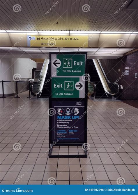 Port Authority Bus Terminal Pabt Signs With Arrows Pointing Towards
