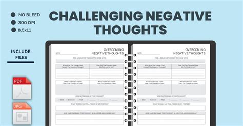 Challenge Negative Thoughts Therapy Worksheets Self Help Printable