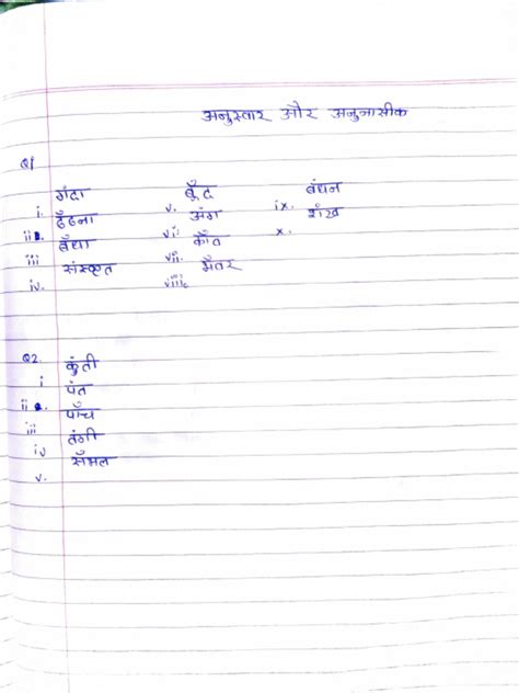 Anuswar Anunasik Practice Sheet Pdf