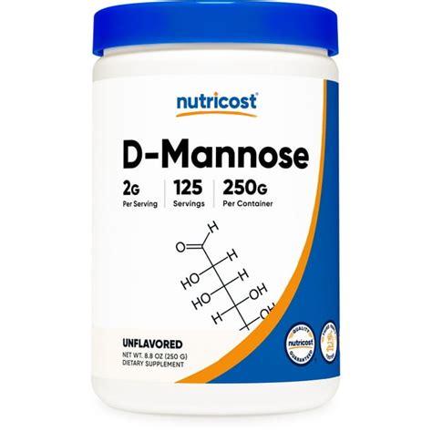 Nutricost D Mannose Powder 250g 2g Serving Non Gmo Gluten Free