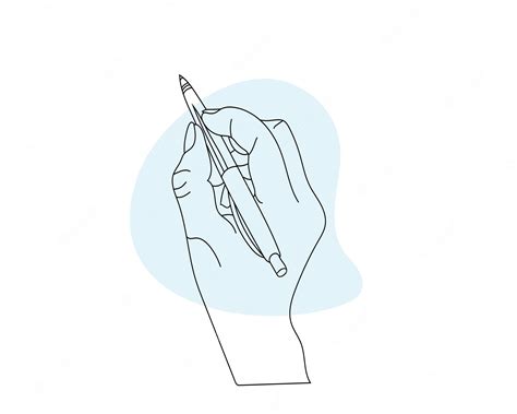 Premium Vector Human Hand Holding Pen And Writing Gesture Position Sketch Line Drawing Line