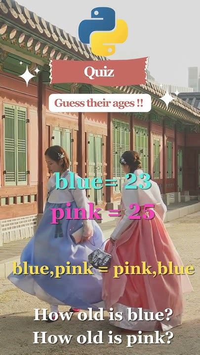 Python Guess Blue And Pink Lady Ages Coding Shorts Trending Python