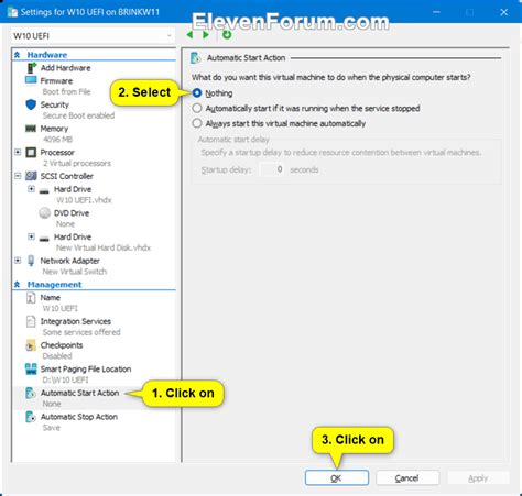 Automatically Run Hyper V Virtual Machines At Startup In Windows Windows Forum