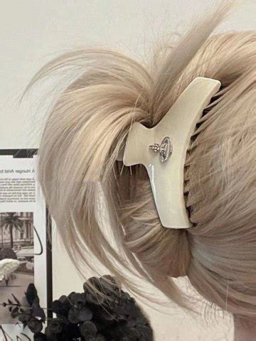 Emmiol Free Shipping 2025 Rhinestone Planet Decor Hair Claw Clip Beige