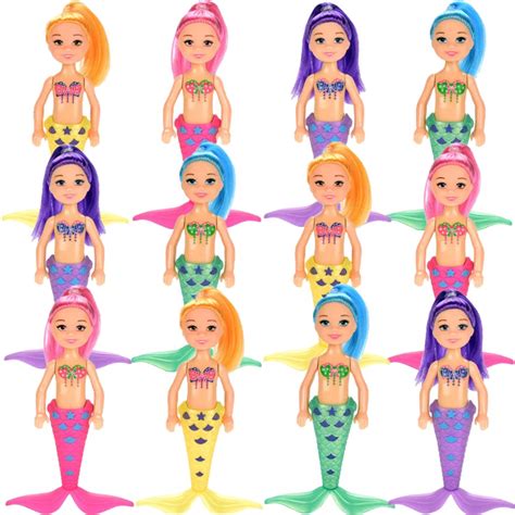 12 Pack Mermaid Dolls Pretend Playset 6 Mini Figures Toy