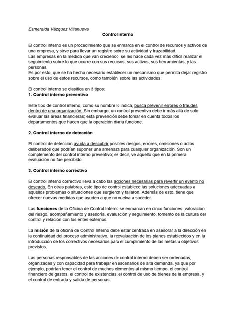 Control Interno Correctivo En Empresas Pdf Business Economias