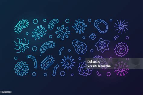 병원균과 바이러스는 배너를 채색했습니다 벡터 밝은 일러스트 레이 션 콜레라균에 대한 스톡 벡터 아트 및 기타 이미지 콜레라균