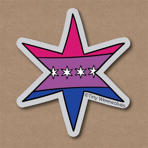 Chicago Star Bisexual Pride Flag Sticker Tiny Werewolves