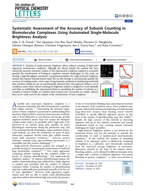Pdf Systematic Assessment Of The Accuracy Of Subunit Counting In