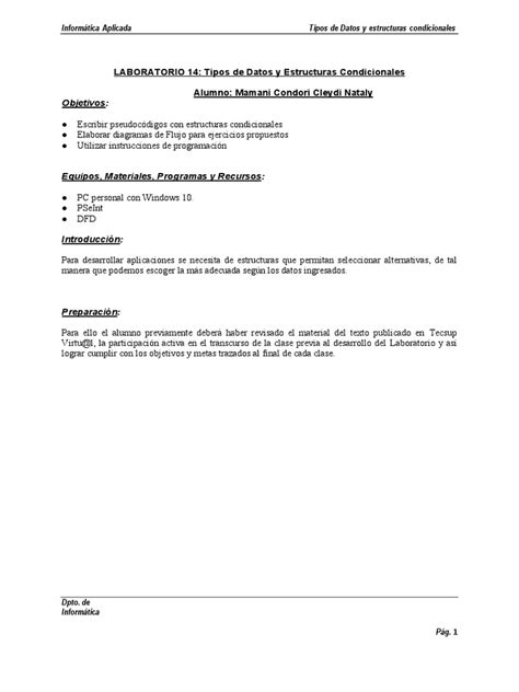 L14 Estructuras Condicionales Pdf Algoritmos Informática