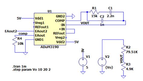 simulation problem with ltspice using adum3190 qanda interface and
