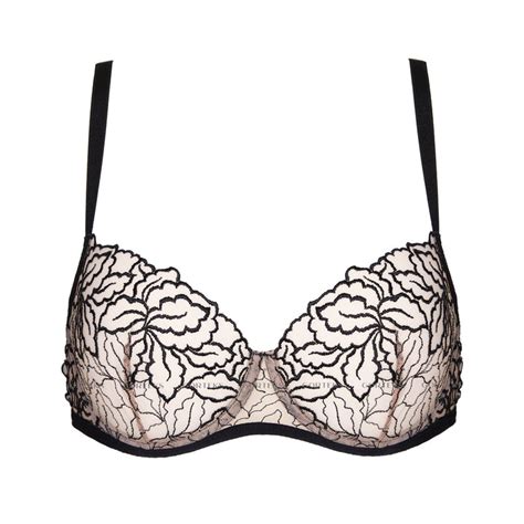 Sheer Mesh Demi Cup Bra Gorteks Rumi Beige Black 2183 Lavinialingerie