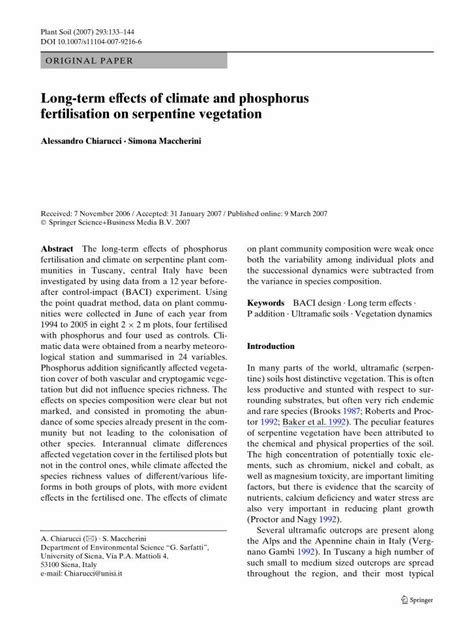 Pdf Long Term Effects Of Climate And Phosphorus Fertilisation On